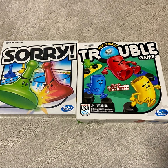 Hasbro | Toys | Hasbro Sorry And Trouble Game Set Green Blue Yellow Red ...